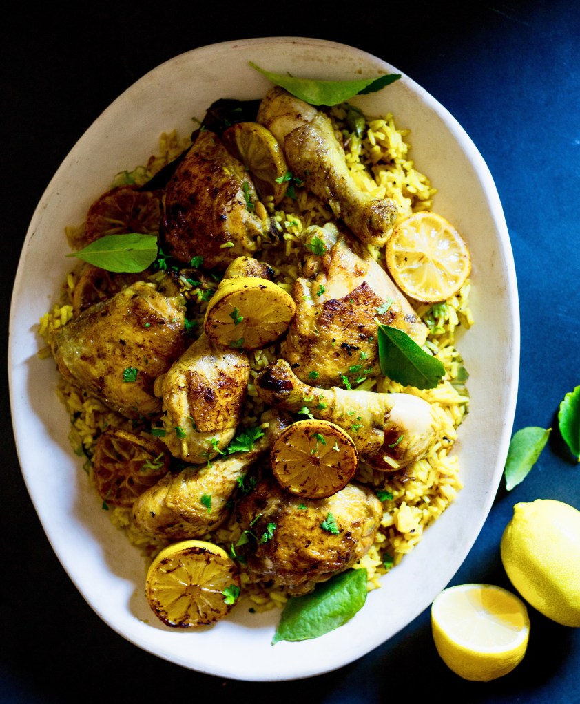 Little Miss Sunshine suurlemoen-geelrys-hoender in een pot – Huiskok